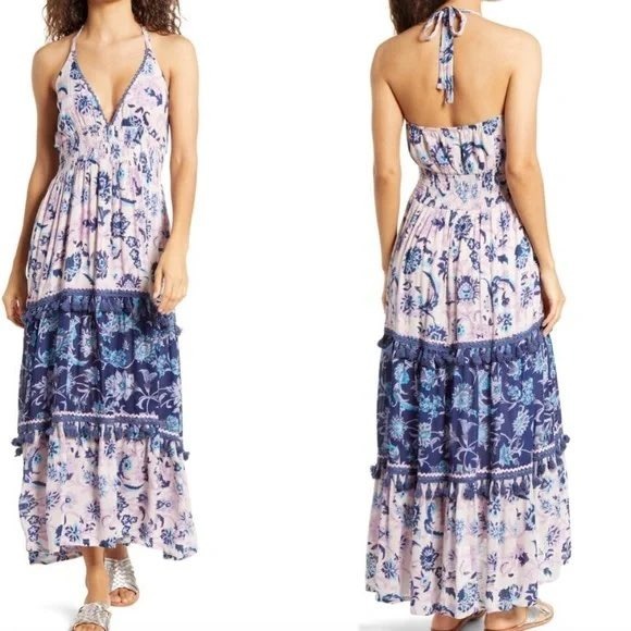 Area Stars | Dresses | Area Stars Riviera Floral Tassel Halter Maxi ...